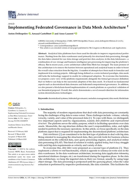 implementing federated governance in datamesh architecture pdf
