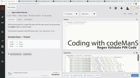 Codewars 7 Kyu Regex Validate Pin Code Javascript Youtube