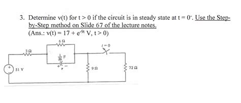 Solved 3 Determine V T For T 0 If The Circuit Is In Chegg Com
