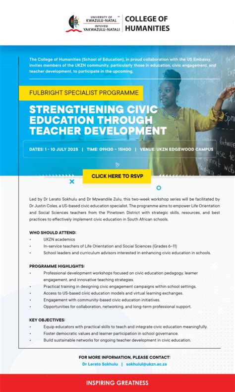 Fulbright Specialist Programme Strengthening Civic Education Through Teacher Development