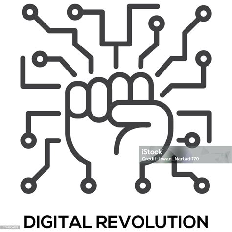 디지털 혁명 아이콘 연결 미래 점선 현대 기호 선형 픽토그램 윤곽선 기호 간단한 얇은 선 벡터 디자인 요소 템플릿