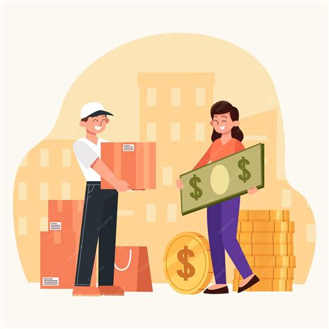 배달 개념에 현금 무료 벡터