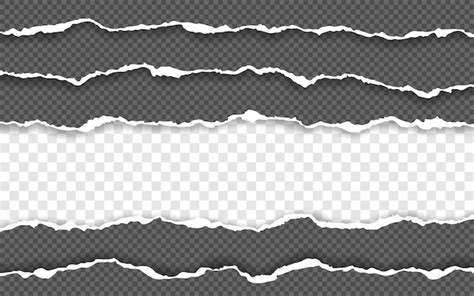 수평 찢어진 용지 가장자리 사각형 수평 종이 스트립을 찢었습니다 프리미엄 벡터