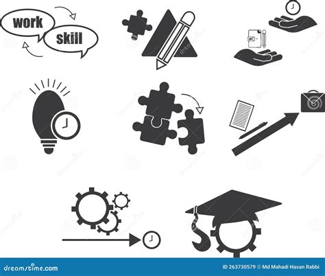 Work Skill Icon Set Task Icon Work Process Icon Set Stock Vector