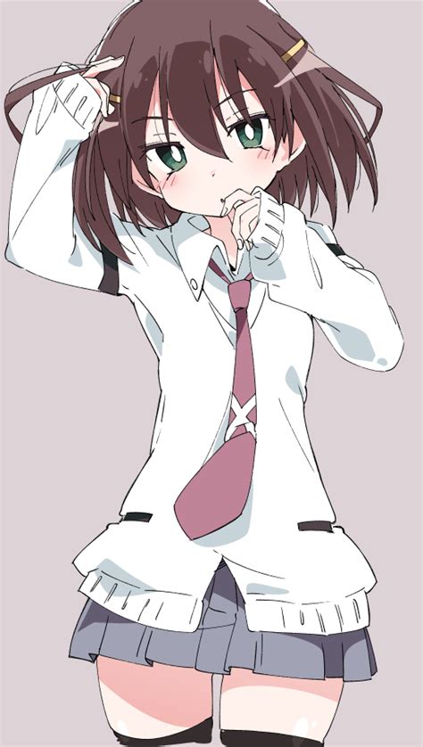 Safebooru 1girl Black Legwear Blush Brown Hair Eyebrows Visible