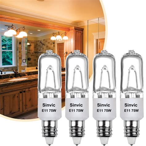Sinvic 75W E11 Halogen Bulbs, 4PCS JDE11 Dimmable Light Bulbs, 2800K ...