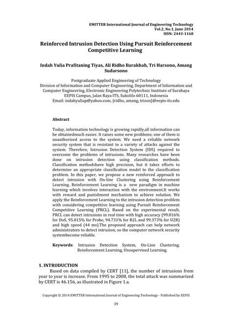 Pdf Reinforced Intrusion Detection Using Pursuit Reinforcement