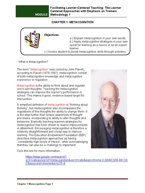 Proftvo2 Chapter 1 Metacognition Pdf Metacognition Expert