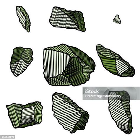 현실적인 손으로 그린 스케치 돌 및 바위의 큰 집합입니다 다른 벽돌 돌 자갈 대리석 벽돌 절연 미네랄 자갈 지구 마법의 신성한 요소입니다 벡터입니다 개체 그룹에 대한 스톡