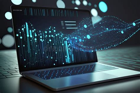 Laptop With Network Connection Illustration Analitical Data Infographic Created With