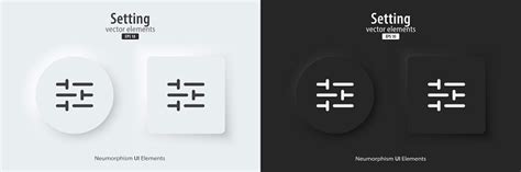 설정 아이콘 설정 기호가 있는 흑백 버튼 세트입니다 앱 웹사이트 및 인터페이스를 위한 트렌디한 뉴모픽 스타일의 3d 아이콘입니다 Ui Ux 요소 벡터 일러스트 레이 션입니다