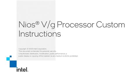 Nios® V G Processor Custom Instructions Youtube
