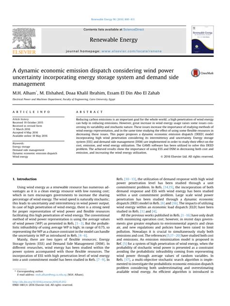 A Dynamic Economic Emission Dispatch Considering Wind Pdf Wind Power Applied Mathematics