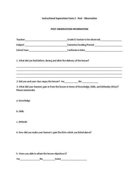 Instructional Supervision Form 2 Pdf