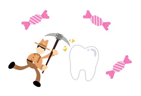A Cartoon Man With A Pickaxe Is Holding A Tooth 50413249 Vector Art At