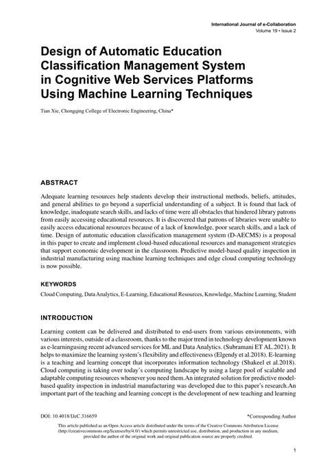 pdf design of automatic education classification management system in