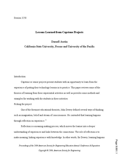 Lessons Learned From Capstone Projects Pdf Learning Styles Learning
