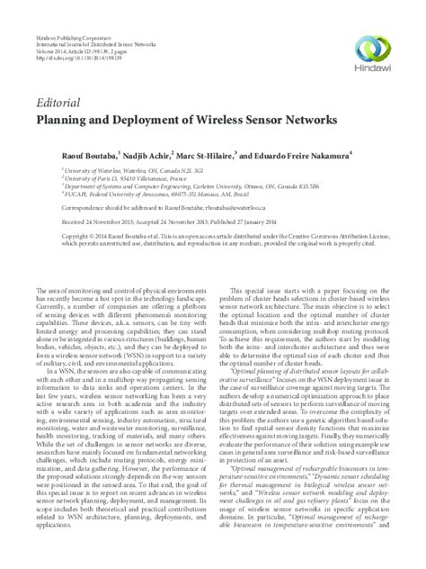 Pdf Planning And Deployment Of Wireless Sensor Networks