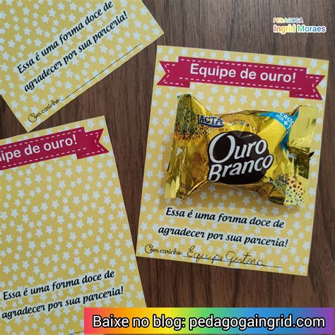 Lembrancinha Para Equipe Cartão Equipe De Ouro Lembrancinhas Para