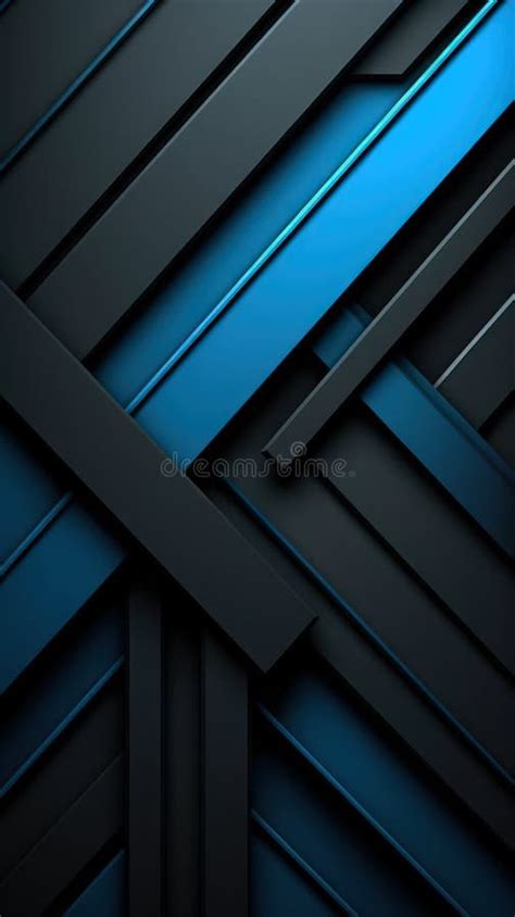 Abstract Blue And Black Background With Dark Gray And Black Lines Ai Generated Stock