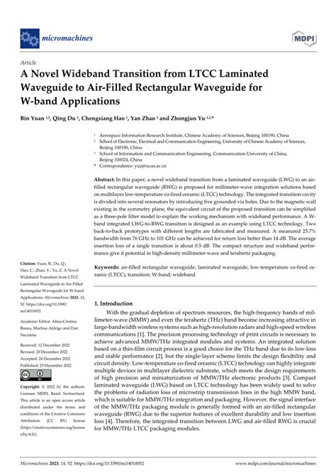 Pdf A Novel Wideband Transition From Ltcc Laminated Waveguide To Air Filled Rectangular