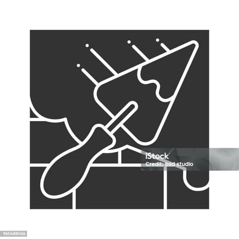 Dinding Bata Dengan Ikon Sekop Segitiga Ilustrasi Stok Unduh Gambar