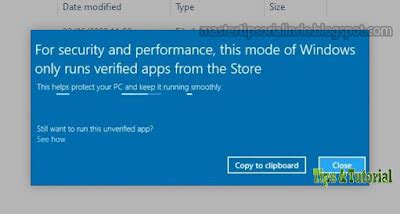 Memperbaiki Error This Mode Of Windows Only Runs Verified Apps From The Store Mastertipsorialindo