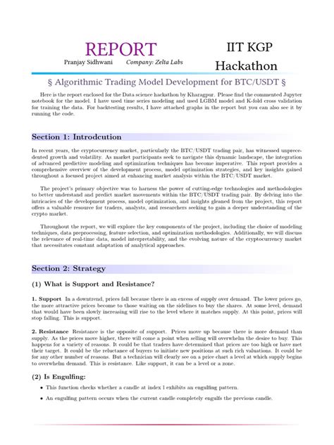 Iit Kharagpur Hackathon Pdf Market Trend Algorithmic Trading