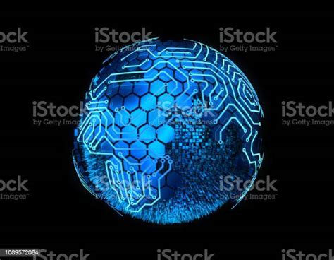 미래 기술 지구 글로벌 통신 및 데이터 전송 네트워크 큰 데이터 기술 회로 기판 3차원 형태에 대한 스톡 사진 및 기타 이미지 3차원 형태 Cpu 가상현실 Istock