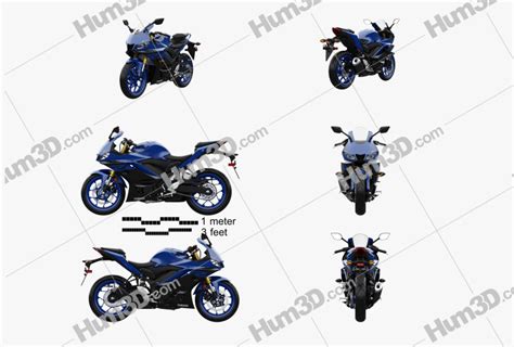 Yamaha Yzf R3 2019 Blueprint Template 3dmodels