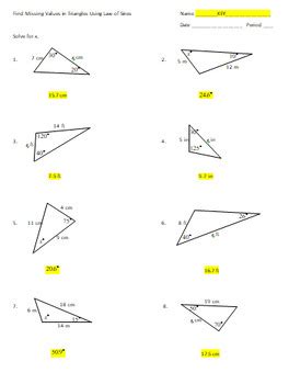 Finding Unknown Sides And Angles Of A Triangle Using Sine TPT