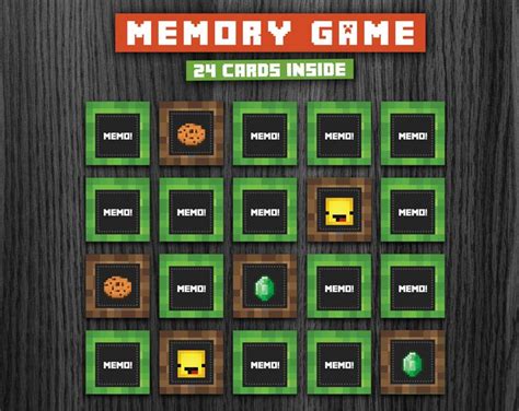 Minecraft Memo Minecraft Memory Minecraft Birthday Minecraft Party Minecraft Favor Minecraft