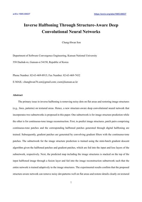 Pdf Inverse Halftoning Through Structure Aware Deep Convolutional