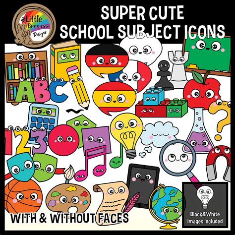 Back To School Clipart Super Cute School Subject Icons Schedule