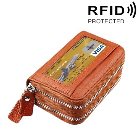 정품 쇠가죽 채찍으로 치다 가죽 이중 레이어 단색 지퍼 카드 홀더 지갑 Rfid 차단 동전 지갑 카드 가방 보호 케이스 11