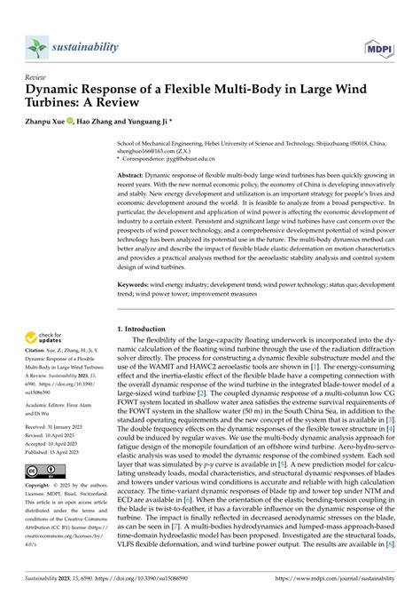 pdf dynamic response of a flexible multi body in large wind turbines a review