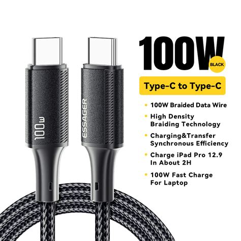 Essager Pd Type C To Type C 100w สายชาร์จ Fasr สําหรับ Samsung Vivo Usb