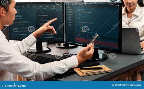 Programmer And Software Engineer Working In Tech Develop Company Trailblazing Stock Image