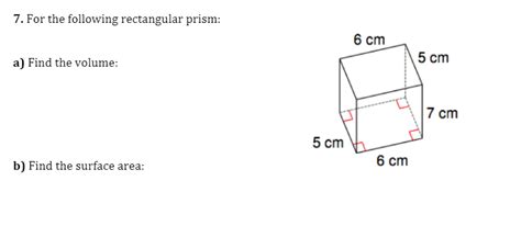 Answered 7 For The Following Rectangular Prism Bartleby