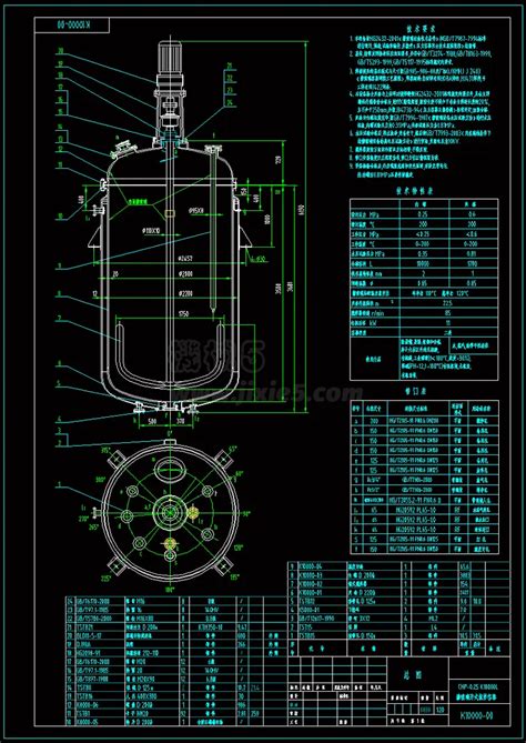 Chp 0 25 K10000l搪玻璃开式搅拌容器装配图设计 机械5