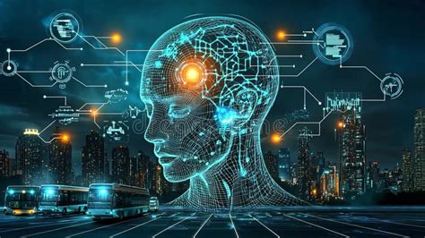 Futuristic Neural Implants Transform Healthcare With Advanced Technology In Urban Setting Stock