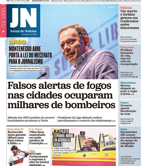 Leia Aqui Os Principais Títulos Dos Jornais Nacionais Que Se Publicam Hoje — Dnoticias Pt