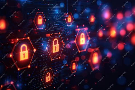 Cybersecurity Network With Locked Padlocks Premium Ai Generated Image