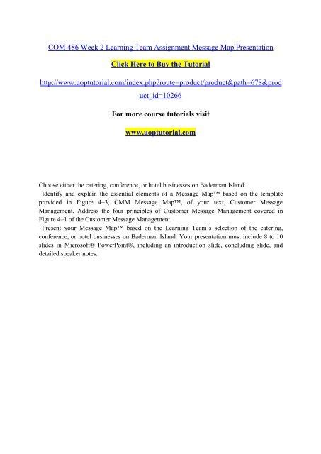 Com 486 Week 2 Learning Team Assignment Message Map Presentation