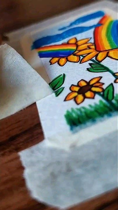 نقاشی ترکیب گل آفتابگردون و رنگین کمان 🌈🌻 نقاشیخیالی نقاشیفانتزی