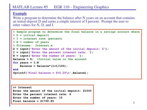 ppt matlab lecture 5 egr 110 engineering graphics powerpoint