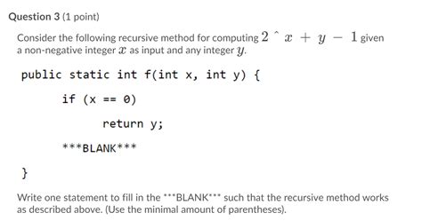 Solved Question 3 1 Point Consider The Following Recursive