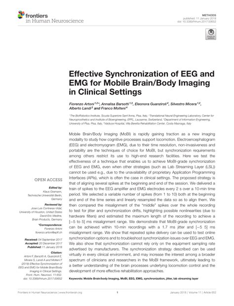 Pdf Effective Synchronization Of Eeg And Emg For Mobile Brainbody