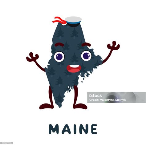 귀여운 만화 메인 상태 캐릭터 클립 아트 상태 이름으로 미국 메인 의 상태의 그림지도 아이 게임 스티커 카드 포스터에 대한 재미