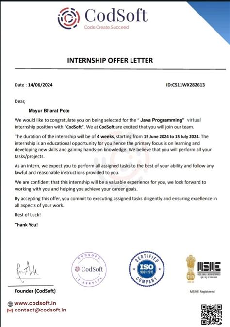 Mayur Pote On Linkedin Virtualinternship Codesoft Careergrowth Javaprogramming